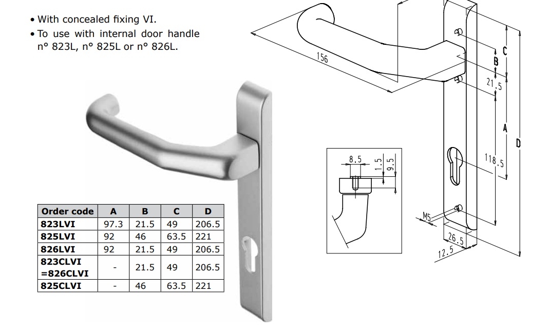 Sobinco 826LVI External Handle – Complete Aluminium Spares