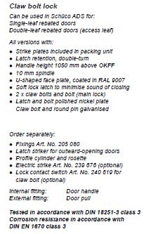241442 CLAW BOLT LOCK – Complete Aluminium Spares